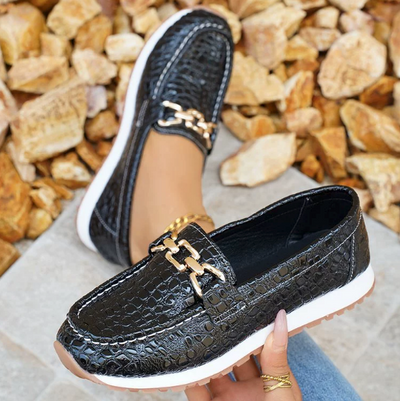 Emmy - Black Crocodile Loafers – Anna & Lilly New York